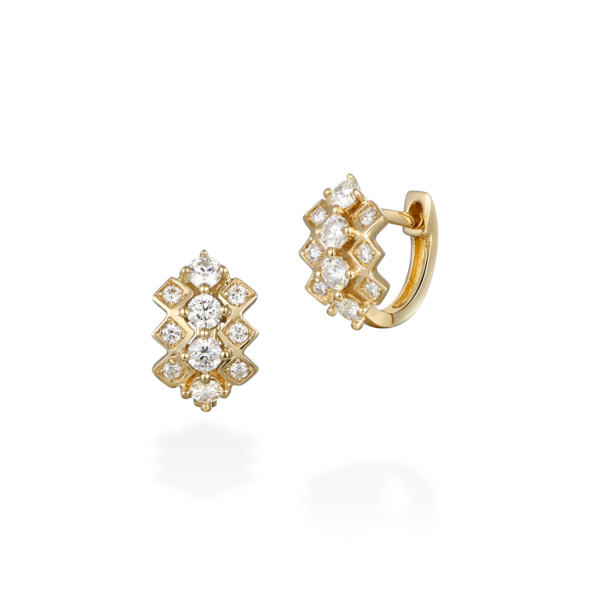 Mini pattern diamond huggies 5mm | mori