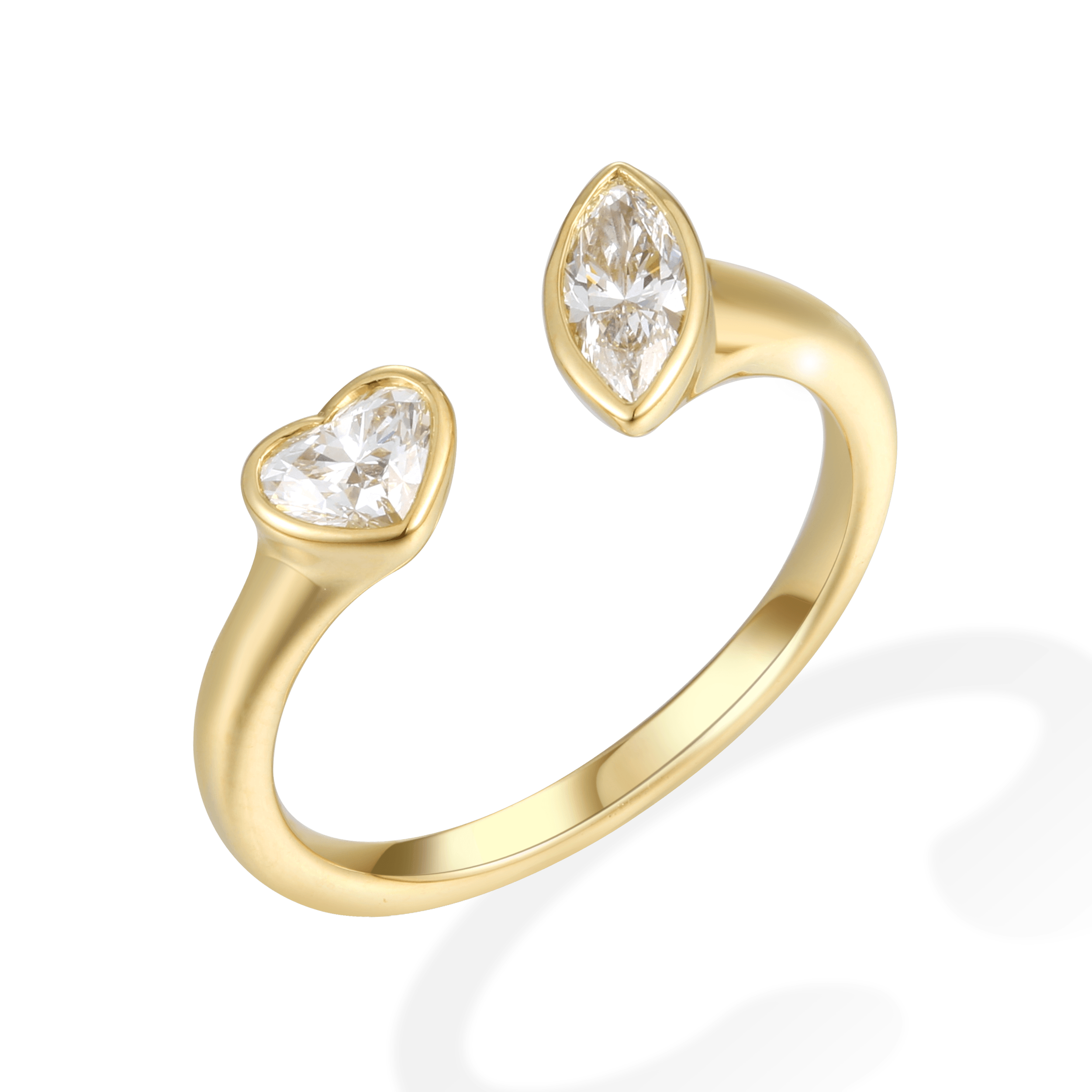 Heart & marquise two-stone open ring | Mori | mori